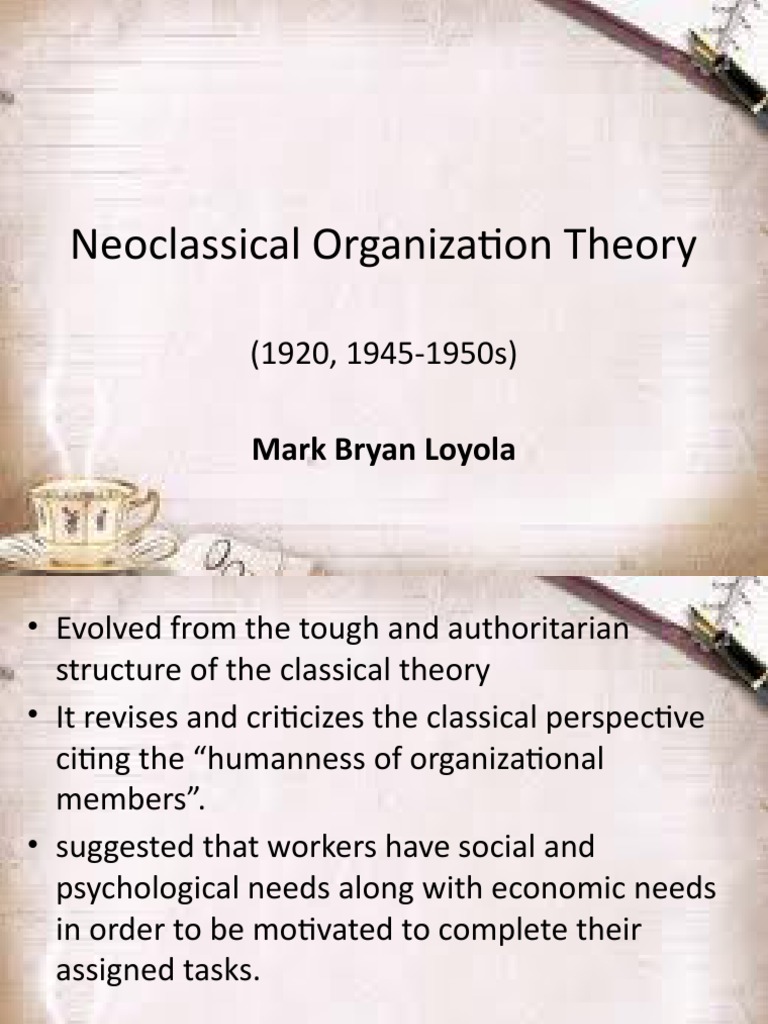 Neoclassical Organization Theory Overview | PDF | Psychological ...