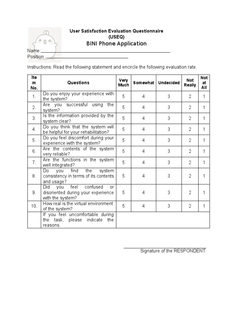 User Satisfaction Evaluation Questionnaire | PDF | Communication ...