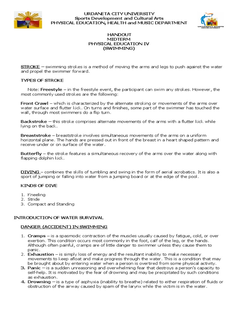 Pe 4 Handout Midterm | PDF | Swimming (Sport) | Bathing