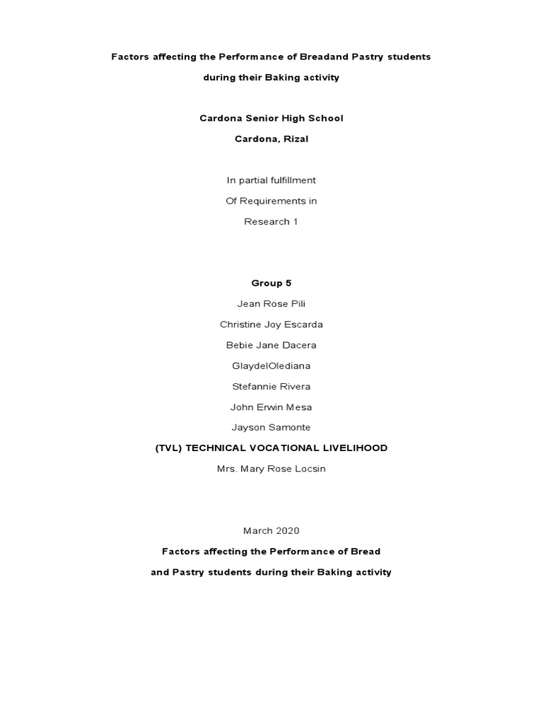 Thesis | PDF | Survey Methodology | Baking