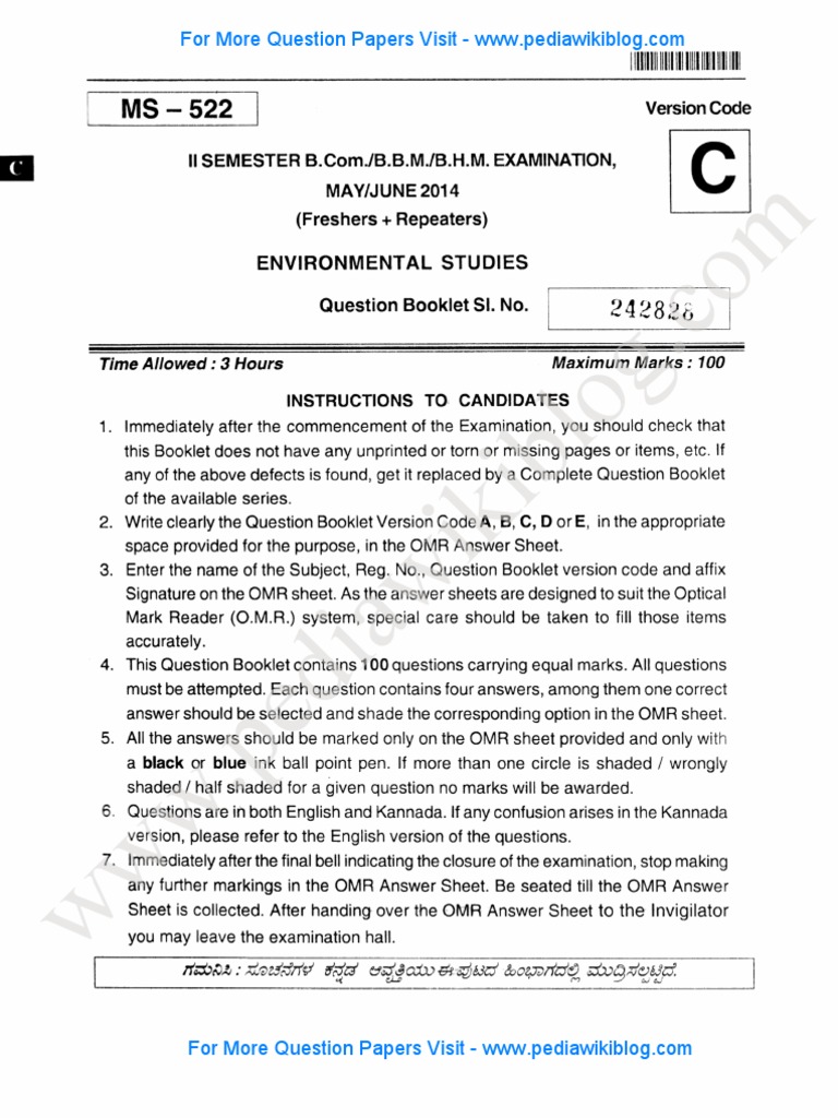 EVS 2nd Semester Exam Question Paper | PDF | Nature | Natural Environment
