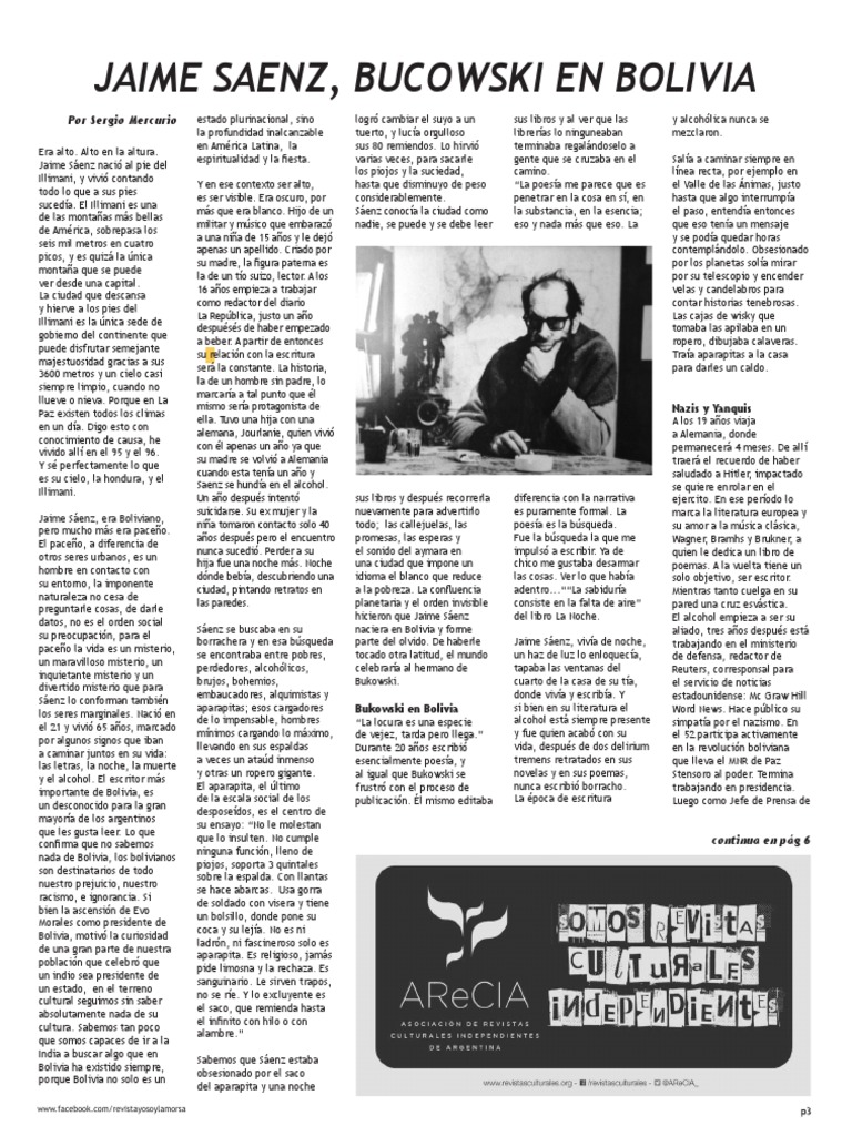 Jaime Saenz. Yo Soy La Morsa | PDF | Bolivia