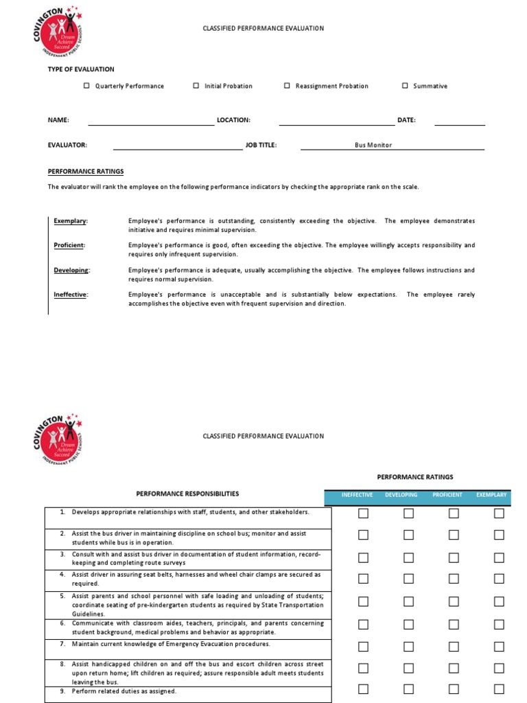 Bus Monitor Performance Evaluation | PDF | Performance Appraisal ...