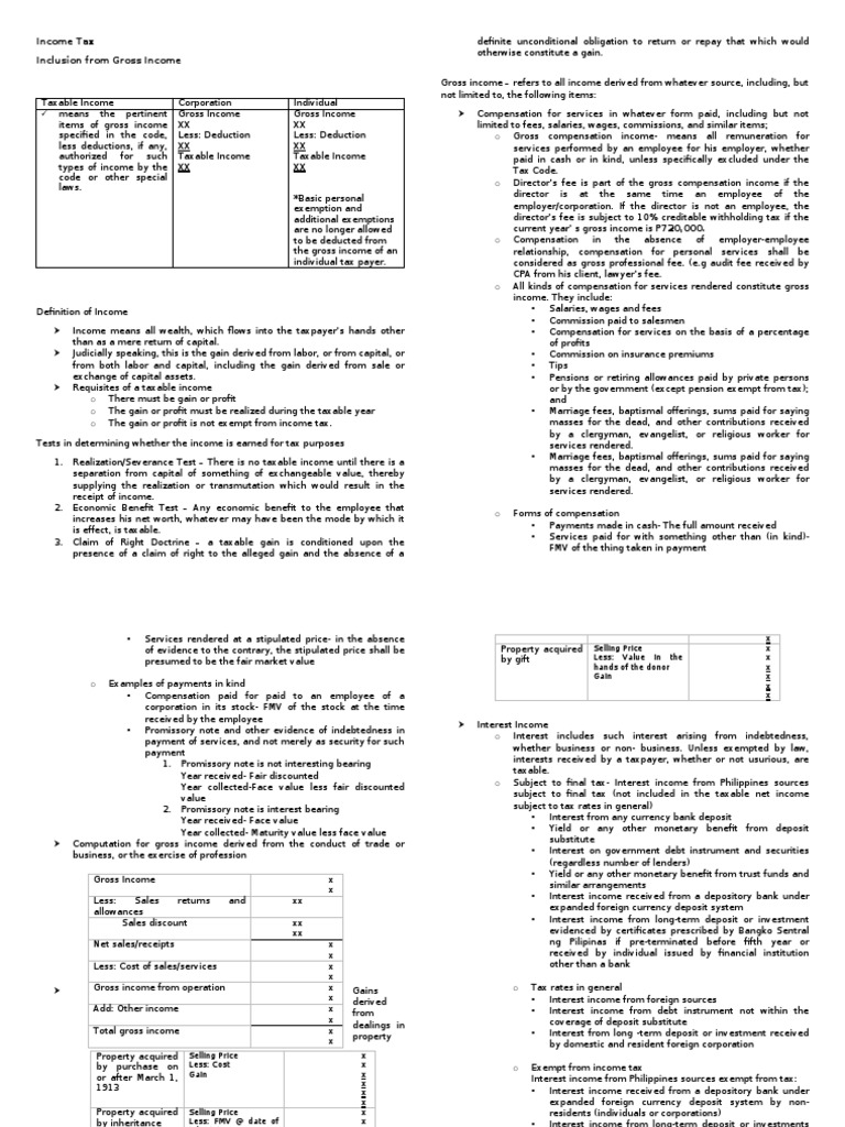 Income Tax Inclusion From Gross Income | PDF | Gross Income | Lease