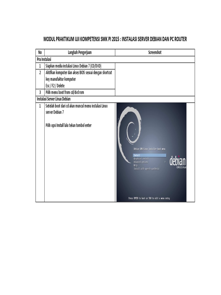 Modul Praktikum Uji Kompetensi - Debian Server + PC Router PDF | PDF