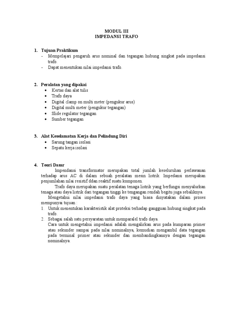 Modul Impedansi Trafo | PDF