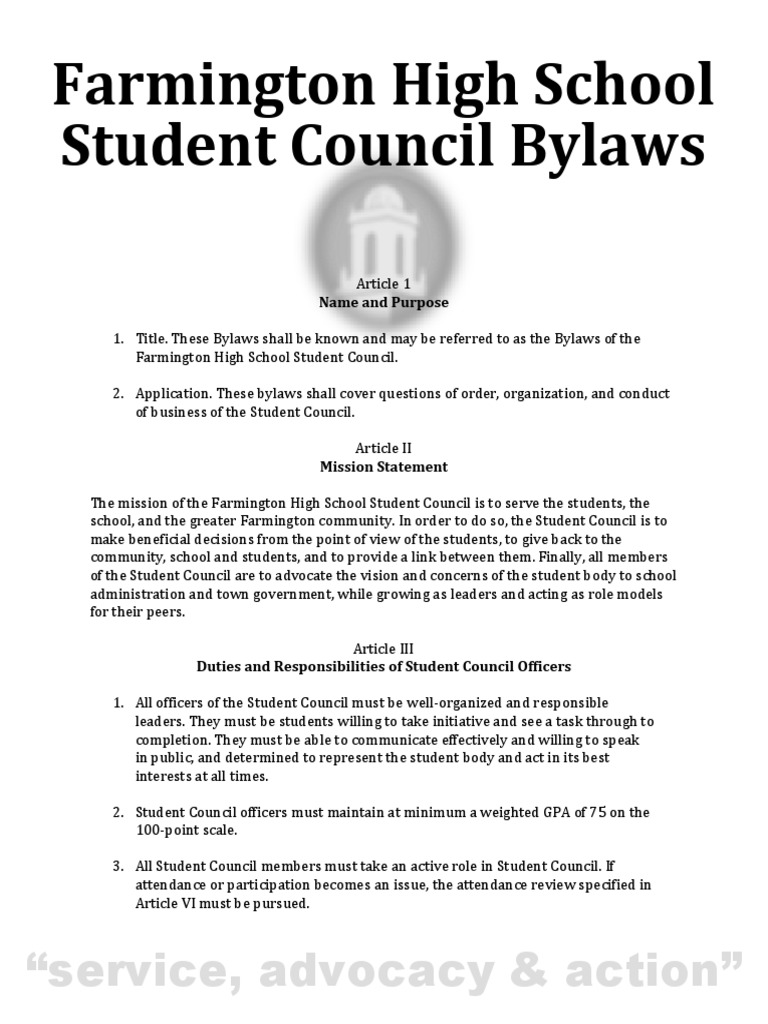 FHS Student Council Bylaws 2010 | PDF | Secretary | Board Of Directors