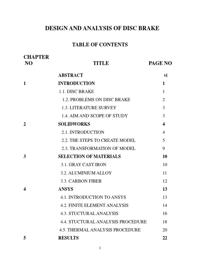 Design and Analysis of Disc Brake 1 | PDF | Brake | Deformation ...
