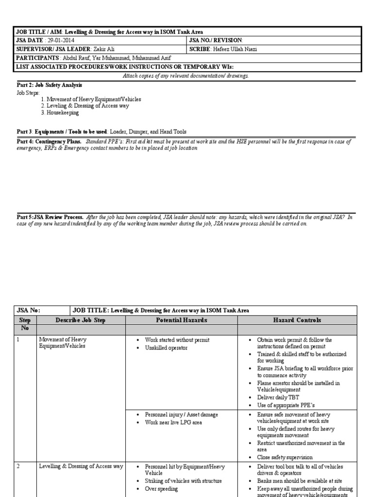 Leveling Dressing of Access Way ISOM Tank Area | PDF | Prevention | Hazards