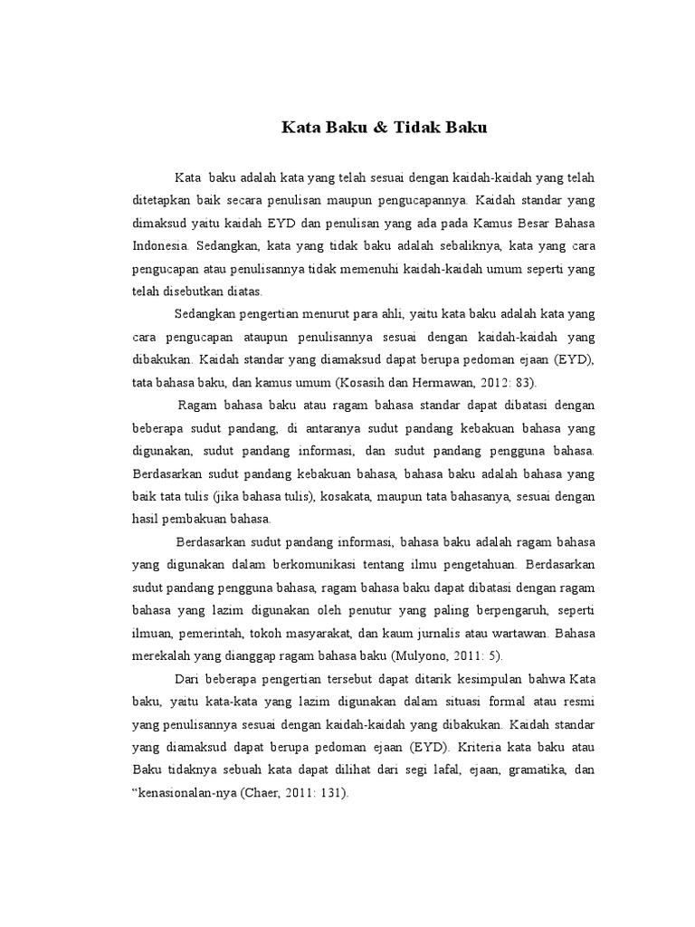 Kata Baku & Tidak Baku | PDF
