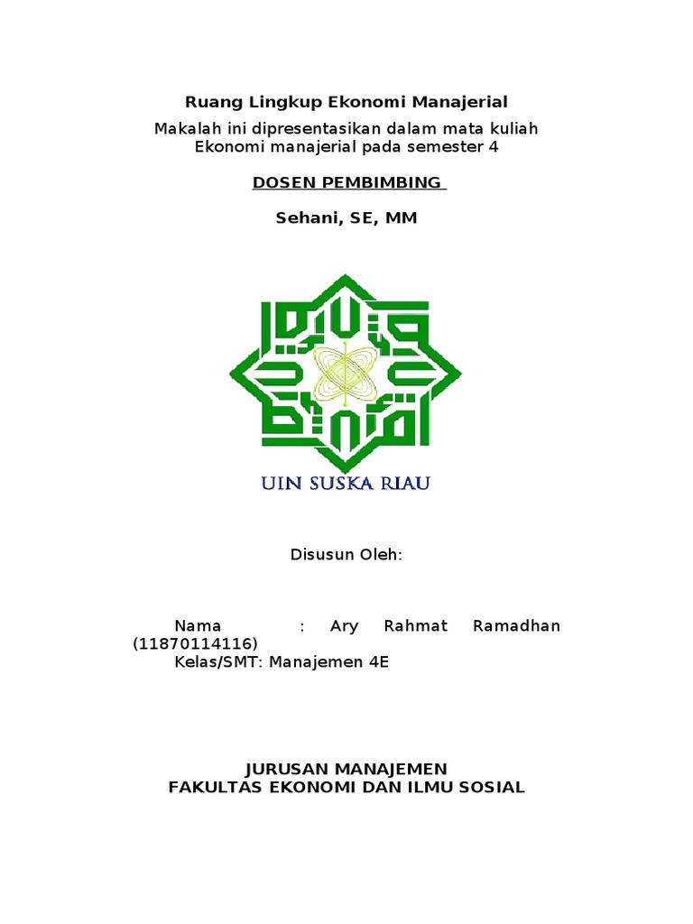 Ekonomi Manajerial - Ary Rahmat Ramadhan | PDF