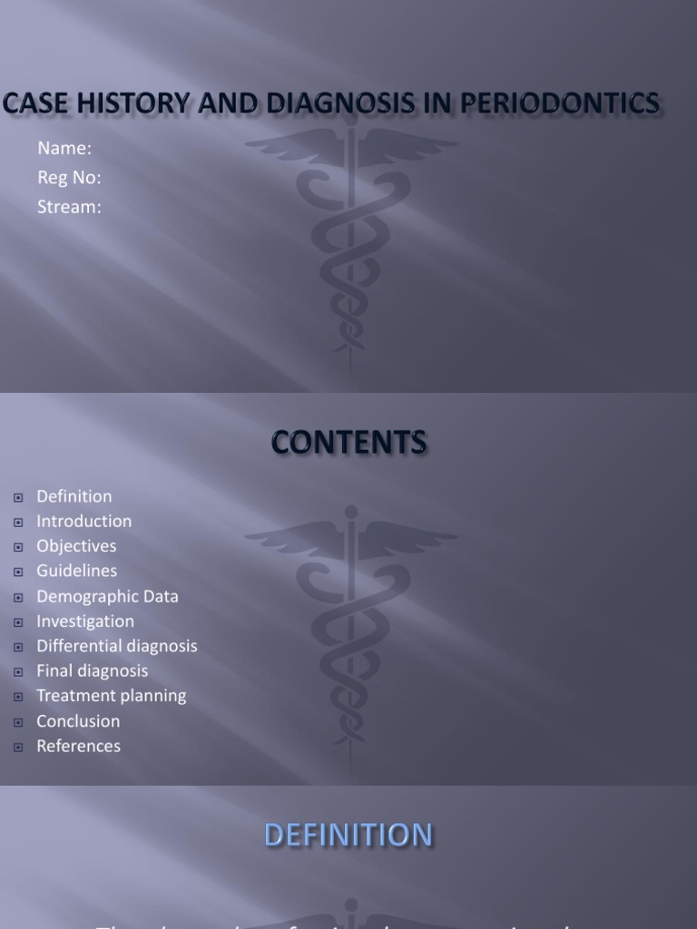 CASE HISTORY AND DIAGNOSIS in Periodontics | PDF | Periodontology ...