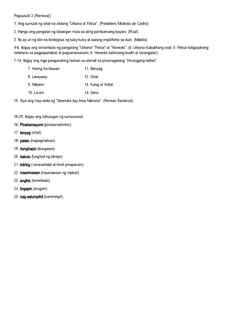 Pagsusulit Sa Filipino 7 | PDF