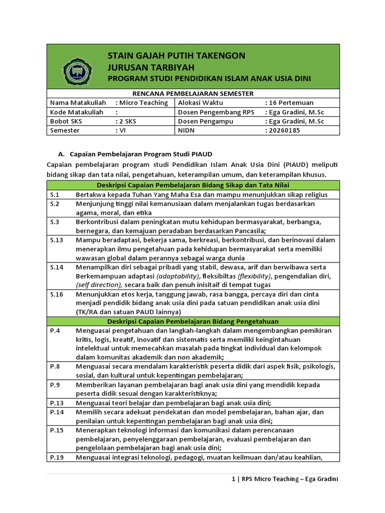 RPS Micro Teaching - PIAUD | PDF