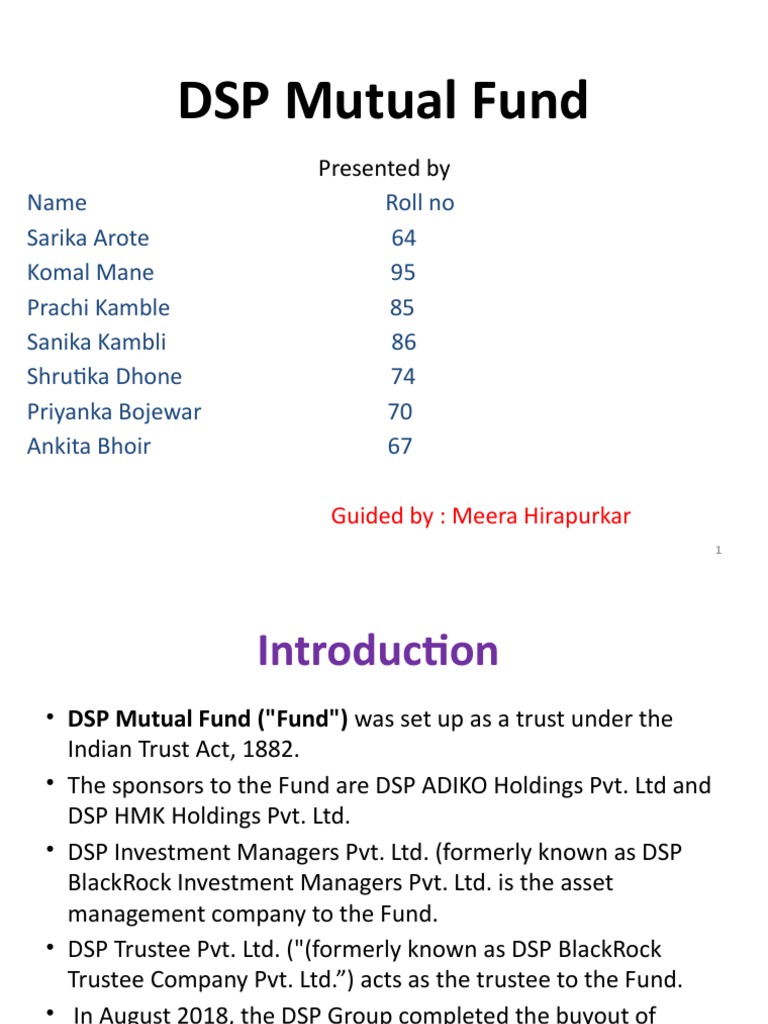 Overview of DSP Mutual Fund Structure | PDF | Mutual Funds | Investment ...