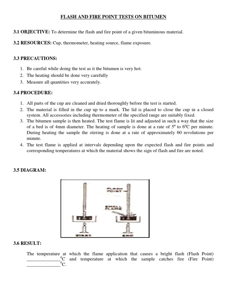 Exp. No. 3 Flash and Fire Point Tests On Bitumen | PDF