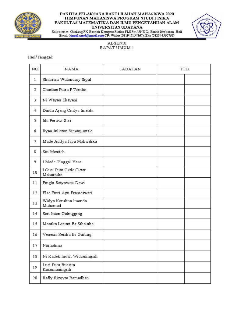 Absen Rapat Umum | PDF