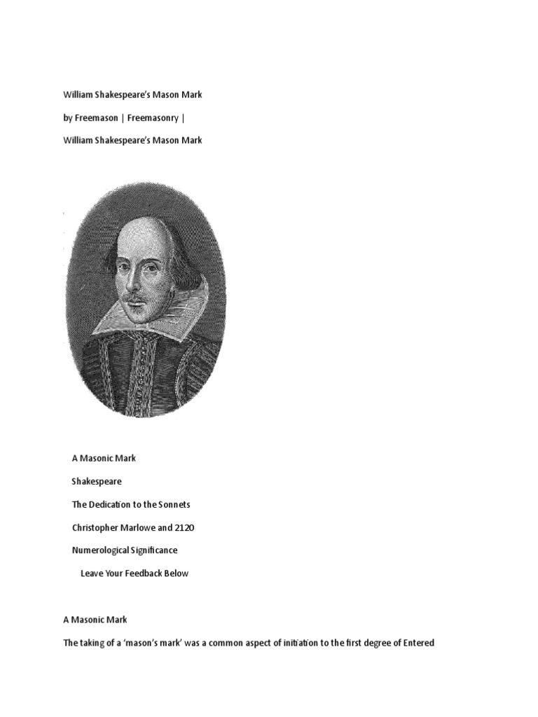 William Shakespeare's Mason Mark | PDF | Freemasonry | William Shakespeare