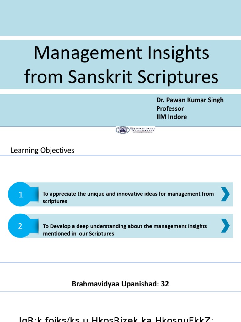 Management Insights From Sanskrit Scriptures | PDF | Indian Religions ...