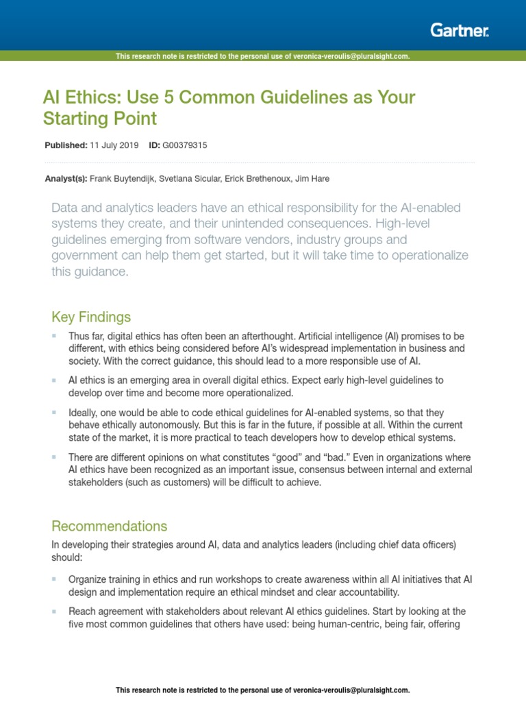 AI Ethics - Use 5 Common Guidelines As Your Starting Point | PDF ...