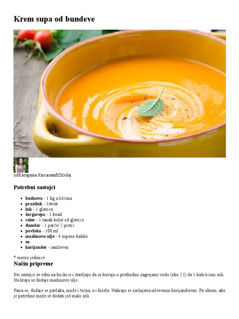 Krem Supa Od Bundeve - Recept - BonApeti - Rs | PDF