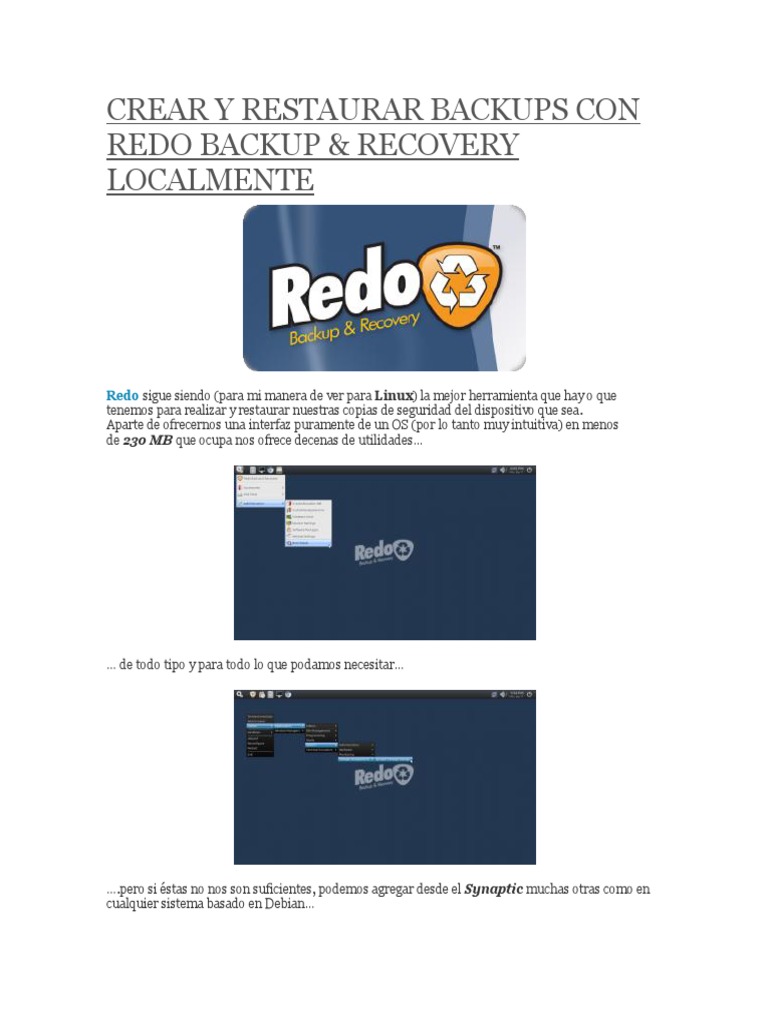 Crear y Restaurar Backups Con Redo Backup | PDF | Apoyo | Ingeniería Informática