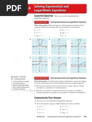 Exponential And Logarithmic Equations Worksheet Pdf