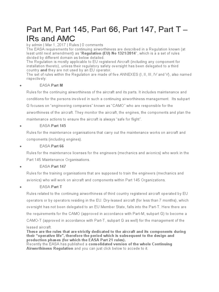 EASA Regulations Simplified | PDF | Aerospace | Aviation