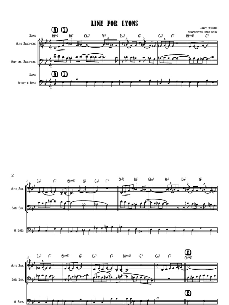 Line For Lyons Transcription - Full Score | PDF