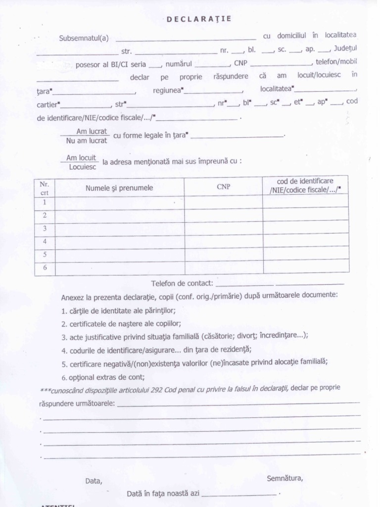 3256-Formular Declaratie Alocatie de Stat PDF | PDF