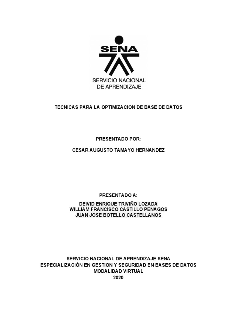 Tecnicas para La Optimizacion de Base de Datos | PDF | Servidor SQL de ...