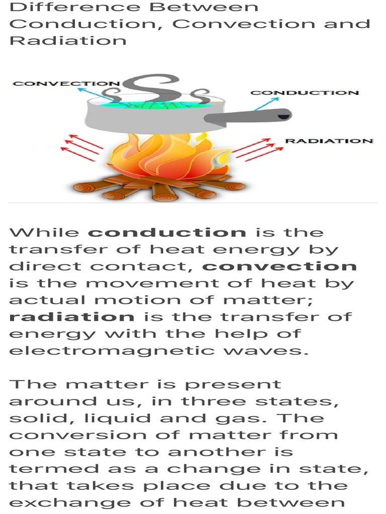 Difference Between Conduction, Convection and Radiation | PDF | Heat ...