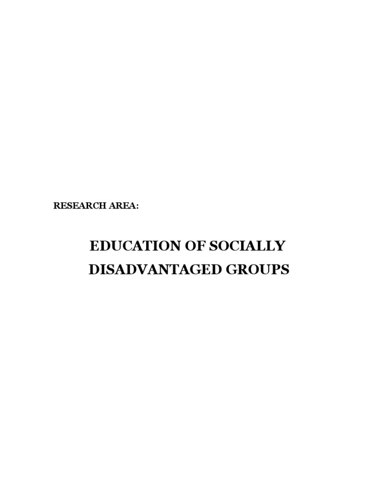 Education of Socially Disadvantaged Groups: Research Area | PDF ...