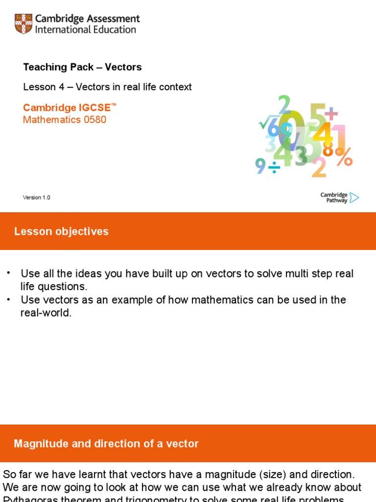 0580 Vectors Lesson4 v1 | PDF | Speed | Euclidean Vector