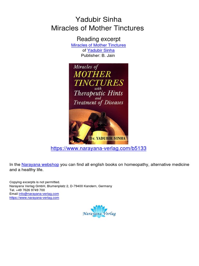 Miracles of Mother Tinctures Guide | PDF | Homeopathy | Medicine