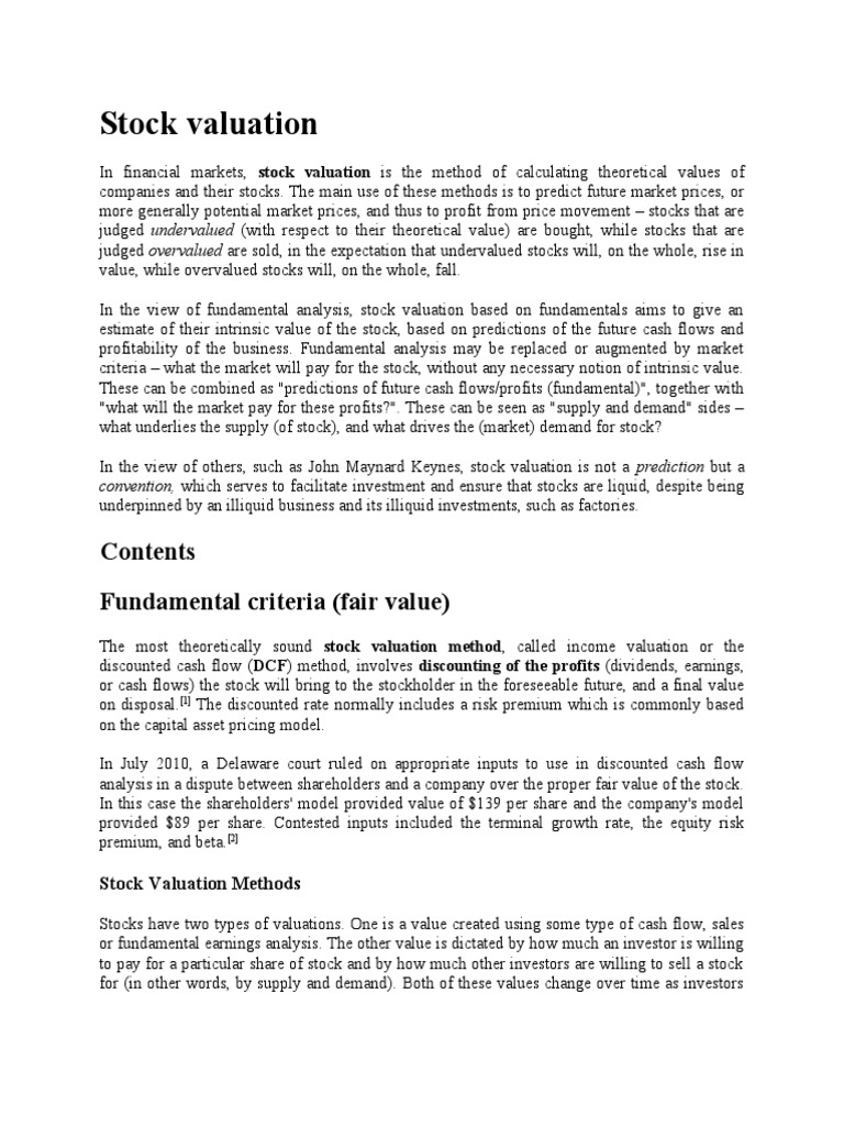 Stock Valuation Techniques Explained | PDF | Stock Valuation ...