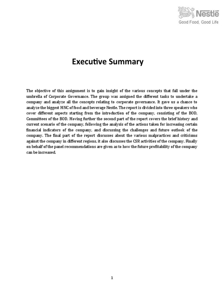 CORPORATE GOVERNANCE Nestle Final Project | PDF | Nestlé | Board Of ...