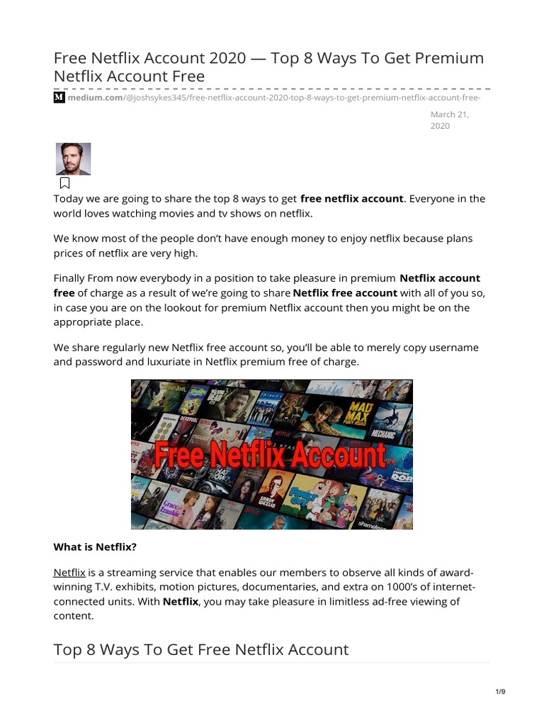 Free Netflix Account 2020 — Top 8 Ways to Get Premium Netflix Account ...