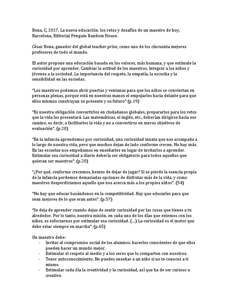 La Nueva Educación Cesar Bona Sints Descargar Gratis Pdf