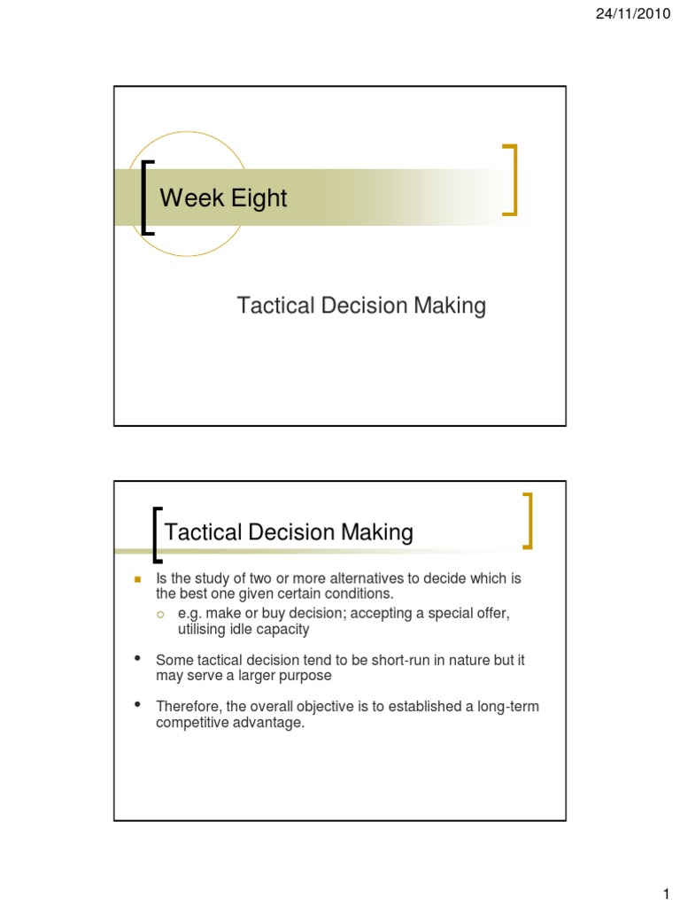 Tactical Decision Making in Business | PDF | Labour Economics | Revenue