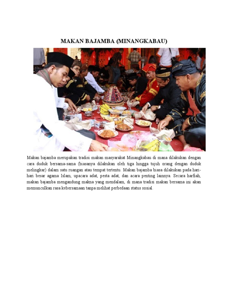 Tradisi Makan Bajamba Minangkabau | PDF