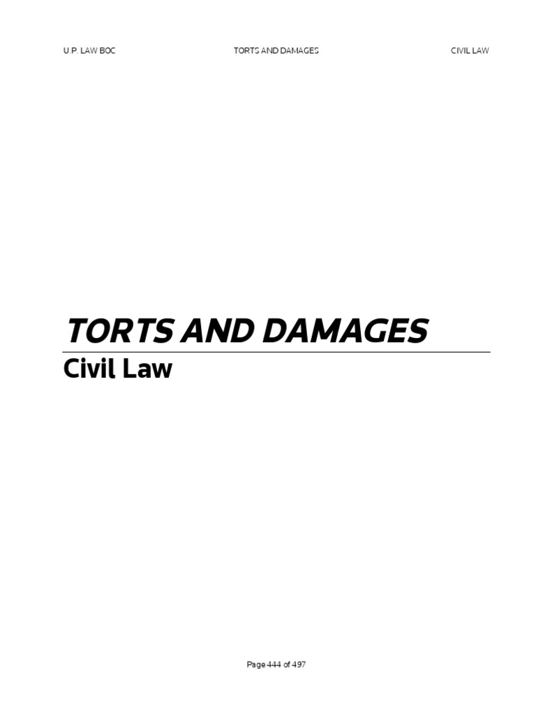 Torts and Damages PDF | PDF | Negligence | Tort