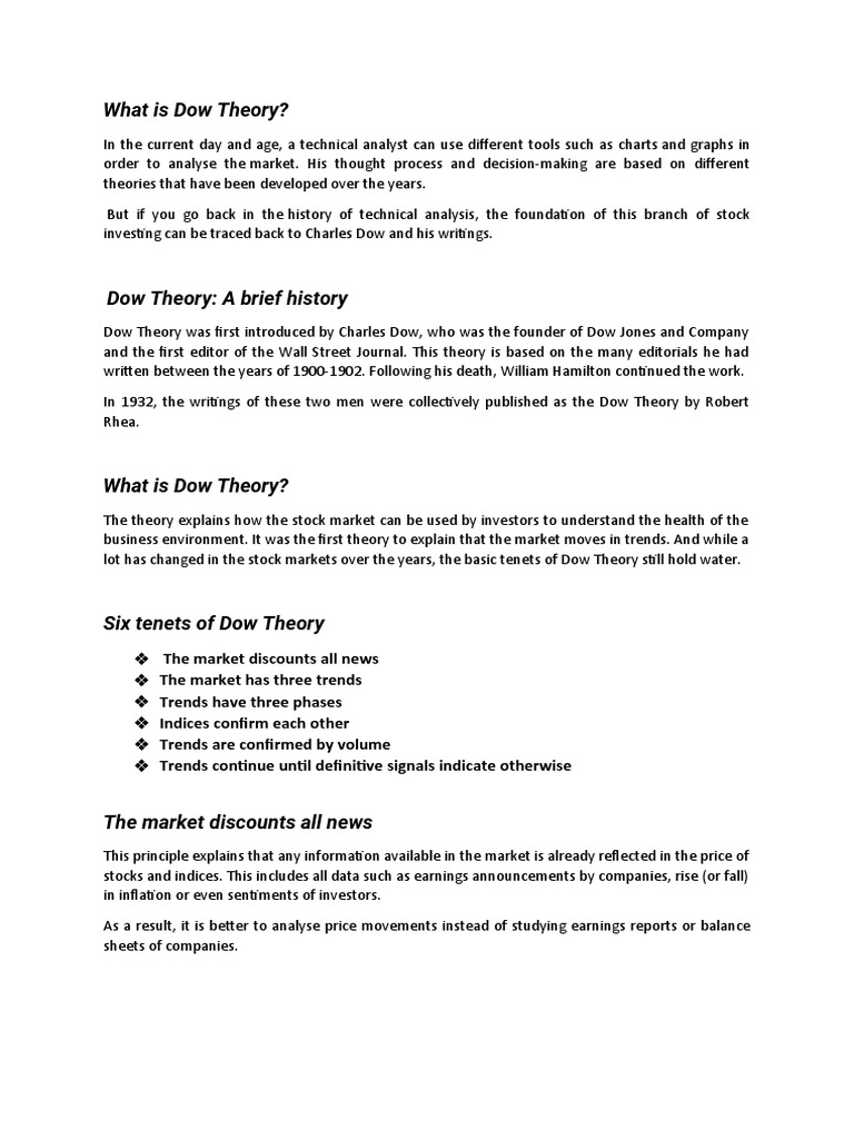What Is Dow Theory | PDF | Market Trend | Technical Analysis