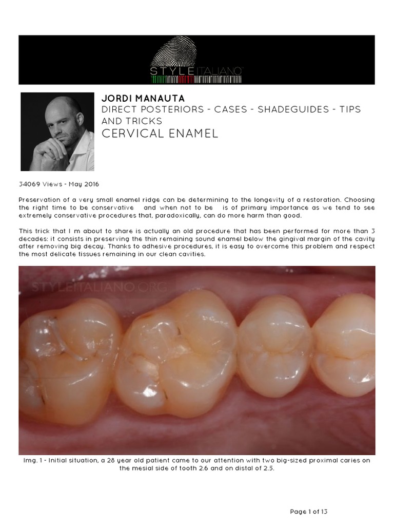 Cervical Enamel Restoration Techniques | PDF | Tooth Enamel | Dental ...