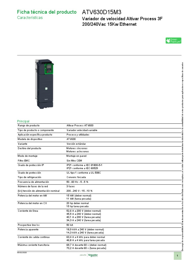 Altivar Process 600 - ATV630D15M3 | PDF | Impedancia eléctrica | Residuos