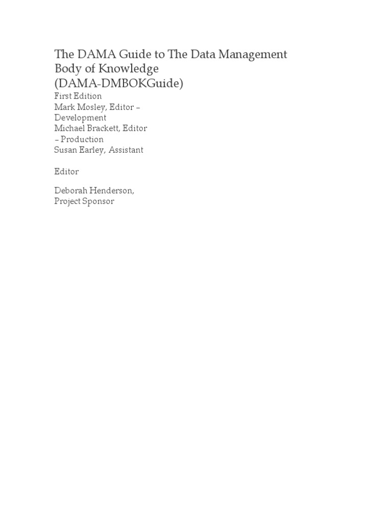 The DAMA Guide To The Data Management 1a 6 | Download Free PDF ...