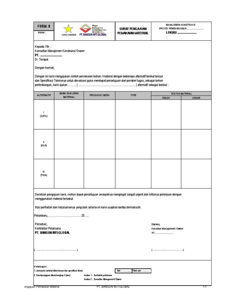 8 Pengajuan Material Format Form Pelaks BIG | PDF