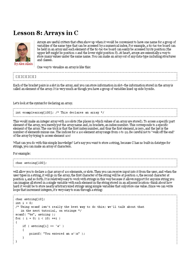 Arrays In C Programming Pdf Array Data Type Array Data Structure