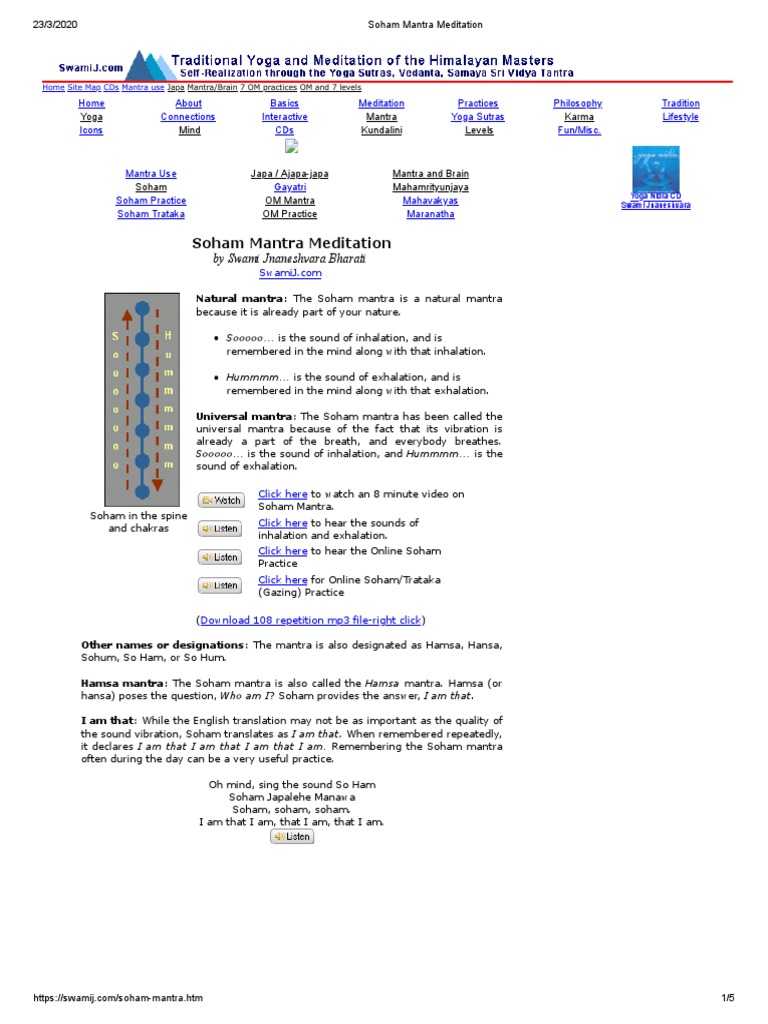 Soham Mantra Meditation | PDF | Kundalini Yoga | Kundalini