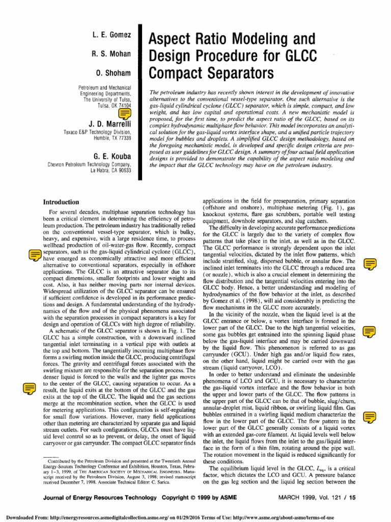 Procedimiento de Diseño de GLCC PDF | PDF | Vortices | Gases